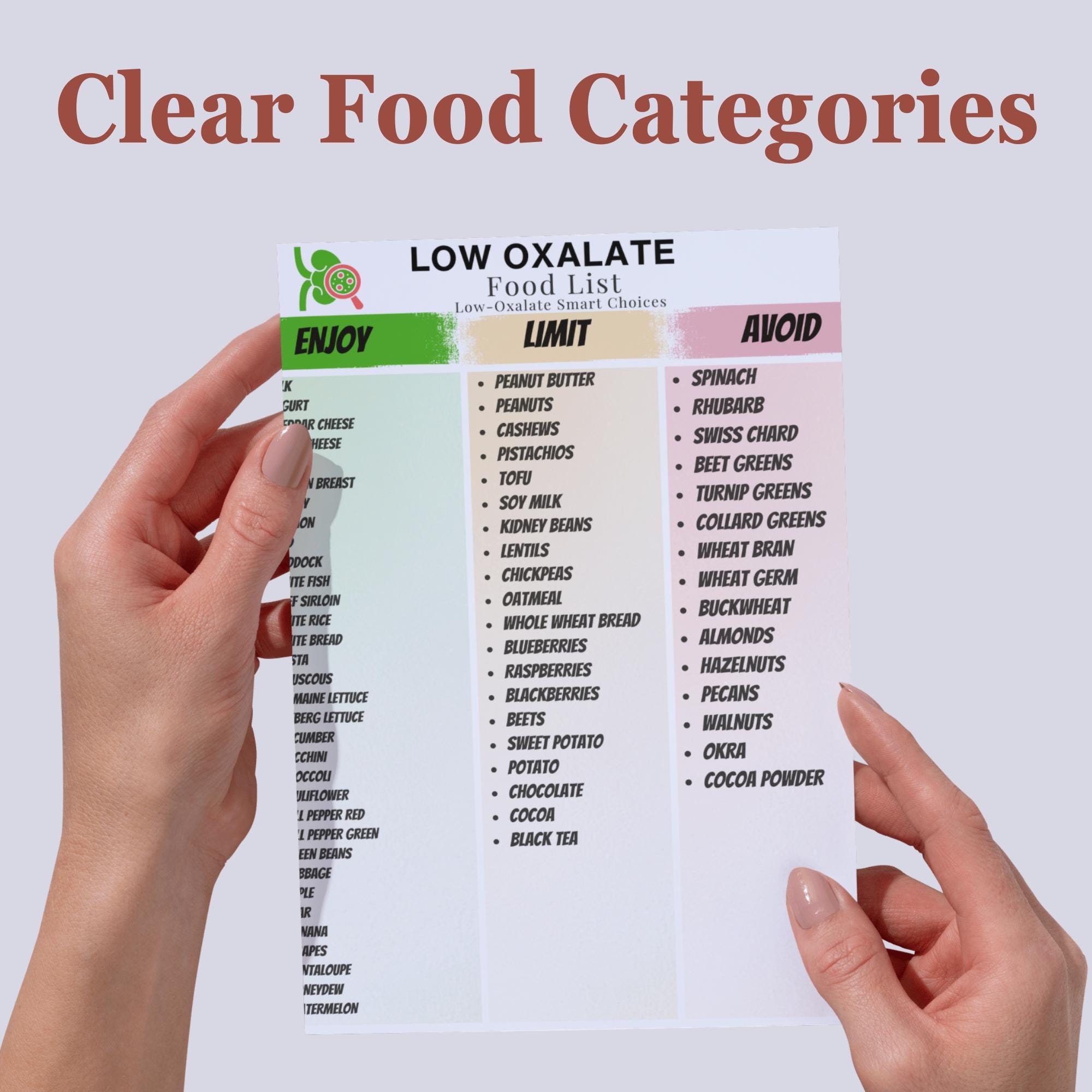 Low Oxalate Diet Food List PDF | Oxalate Food Chart and Kidney Friendly ...