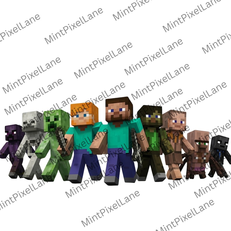 Minecraft Characters PNG Clipart Bundle – 7 Official Game Characters ...