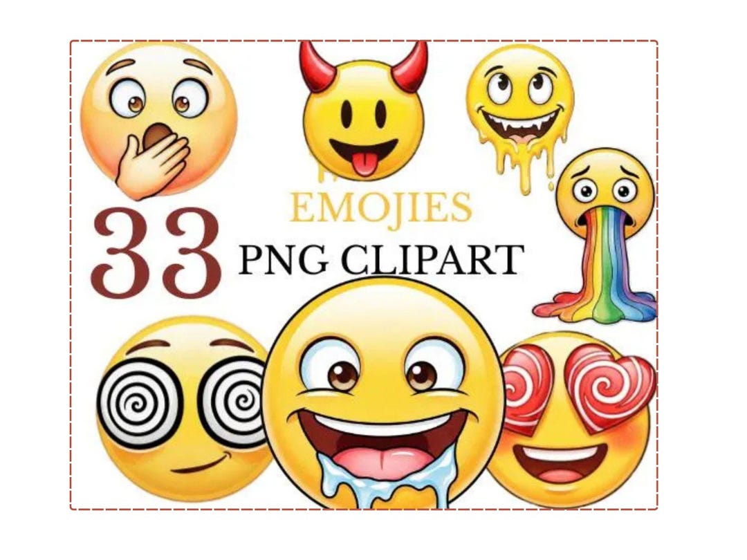 33 High Quality Emojies PNG Clipart Set | Cute Emoji Faces PNG | Vector ...