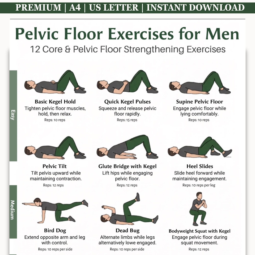 Pelvic Floor Exercises for Men Printable | Kegel for Men Workout Plan ...