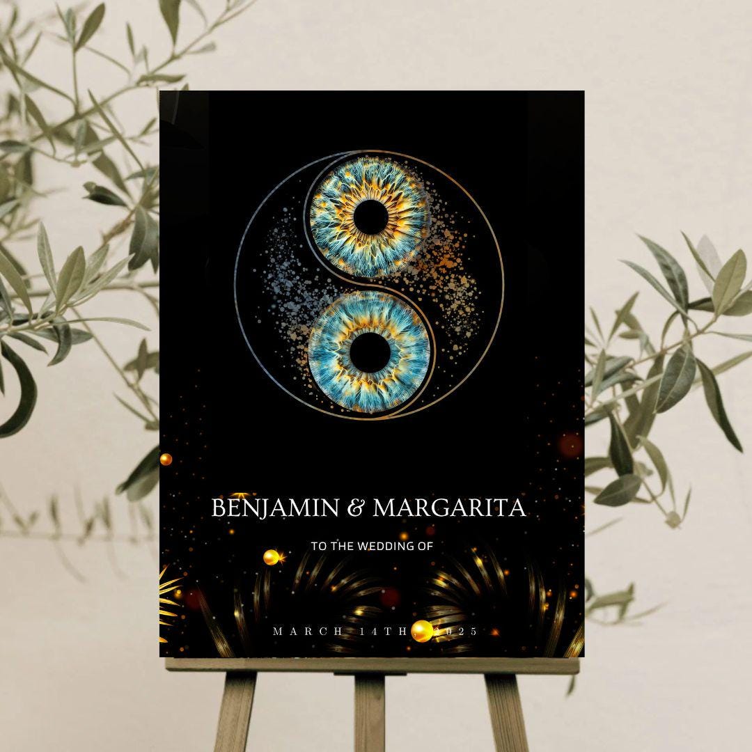 Custom Eye-photo Welcome Sign, Personalized Iris Wedding Welcome Sign ...