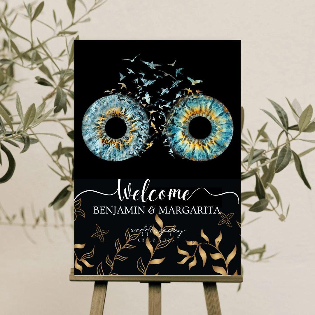 Custom Eye-photo Welcome Sign, Personalized Iris Wedding Welcome Sign ...