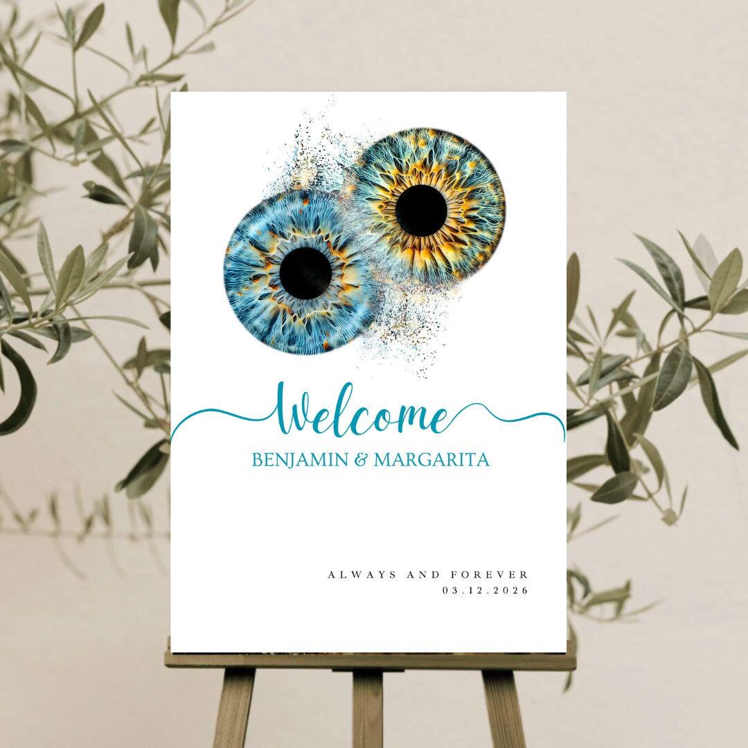 Custom Eye-photo Welcome Sign, Personalized Iris Wedding Welcome Sign ...