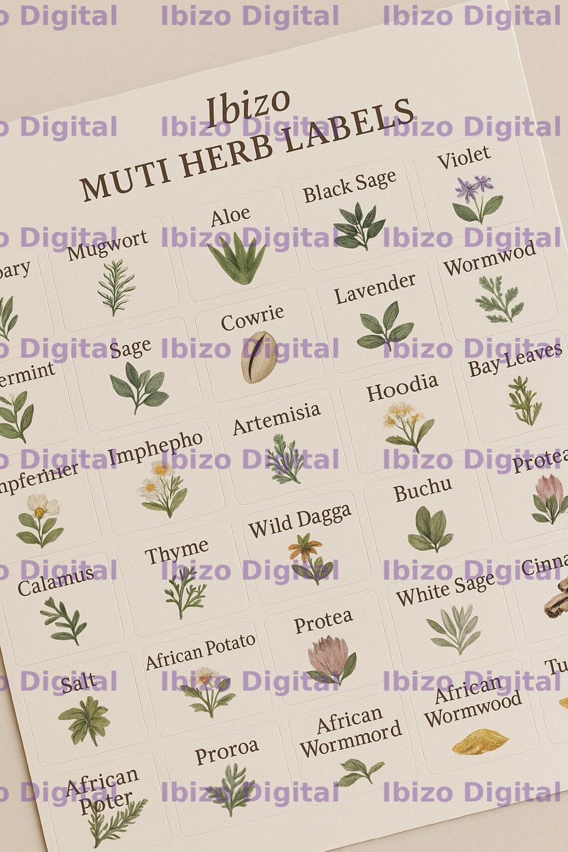 30 Printable Muti Herb Labels – Spiritual Container Stickers for ...