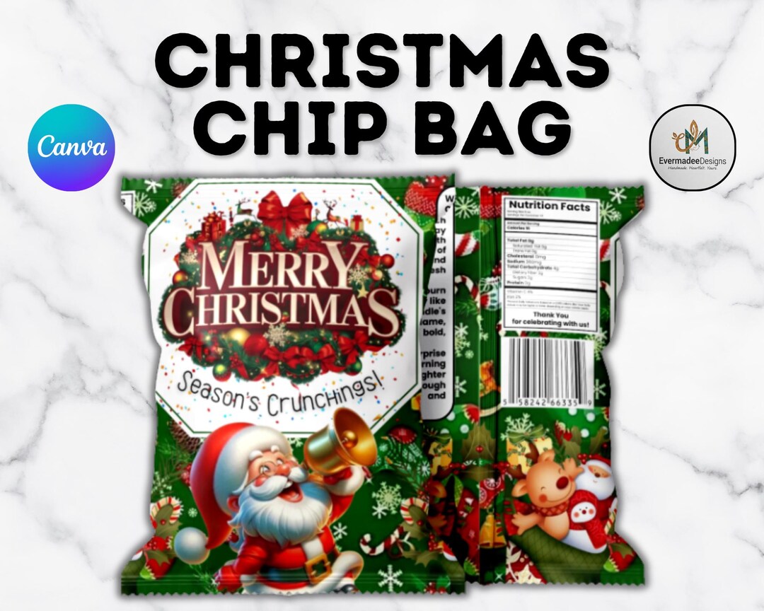 Editable Santa Chip Bag Wrapper: Christmas Party Favor (instant ...