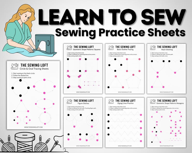 Sewing Practice Sheets: Beginner Sewing Exercises (PDF Download) - Etsy