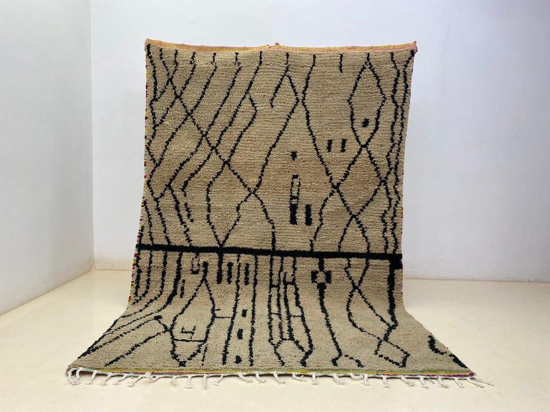Berber Area Rug: Moroccan Wool, Multicolored Geometric (5x7 Feet) - Etsy