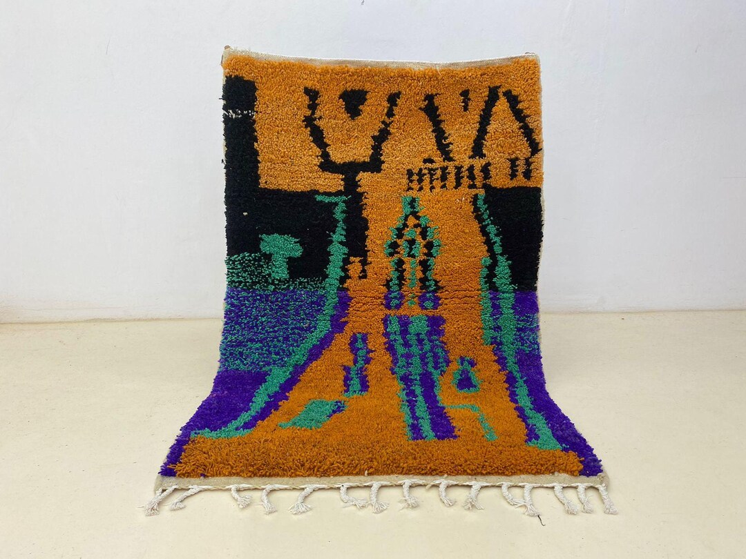 Orange Berber Wool Rug - Handmade Bohemian Style 5x9 Feet - Etsy