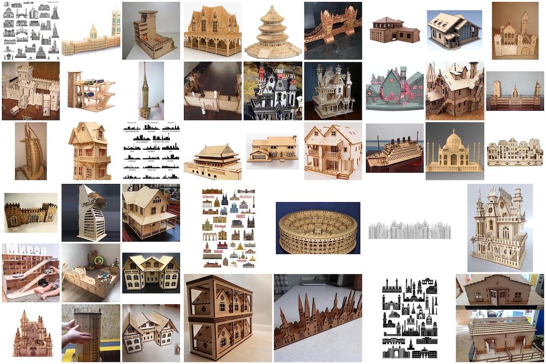 World Architecture 3D Puzzle: Buildings & Bridges, Laser Cut Files (svg ...