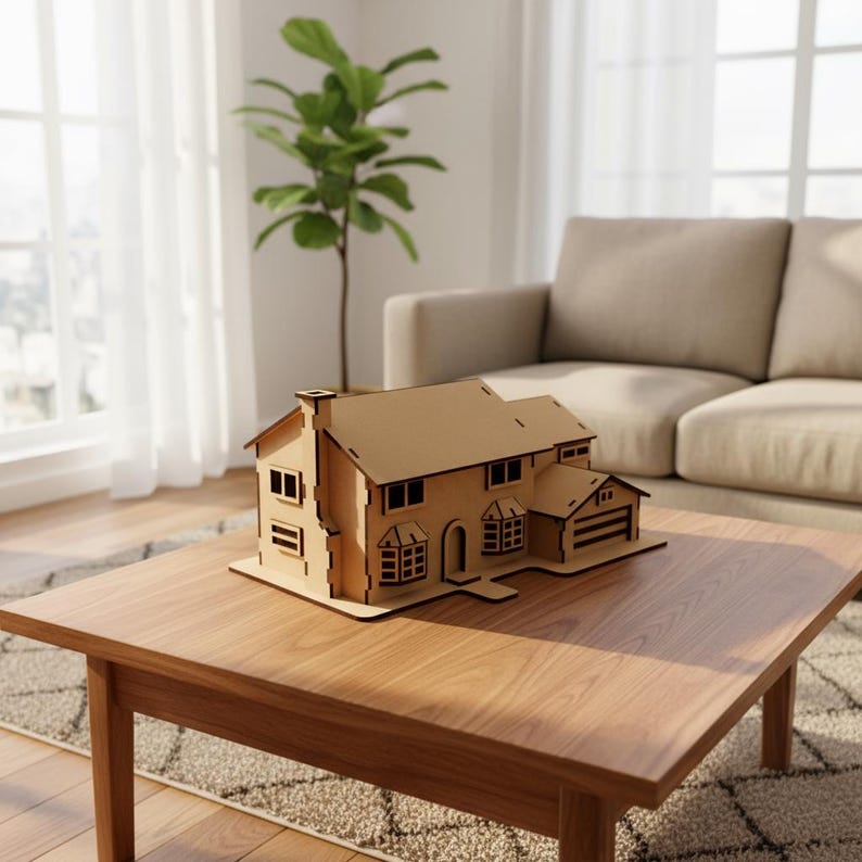 Digital Laser Cut Miniature House Model File, 3D Architectural Model ...