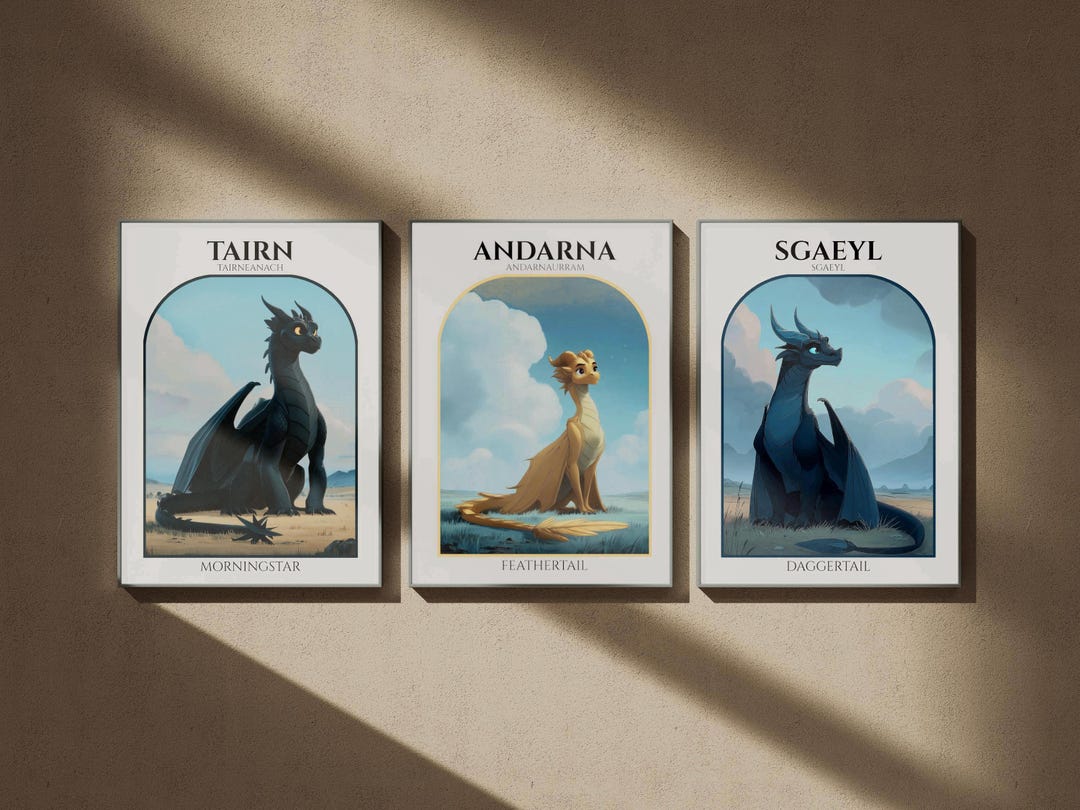 Disney Style Empyrean Dragon Prints | Tairn Andarna Sgaeyl Wall Art ...