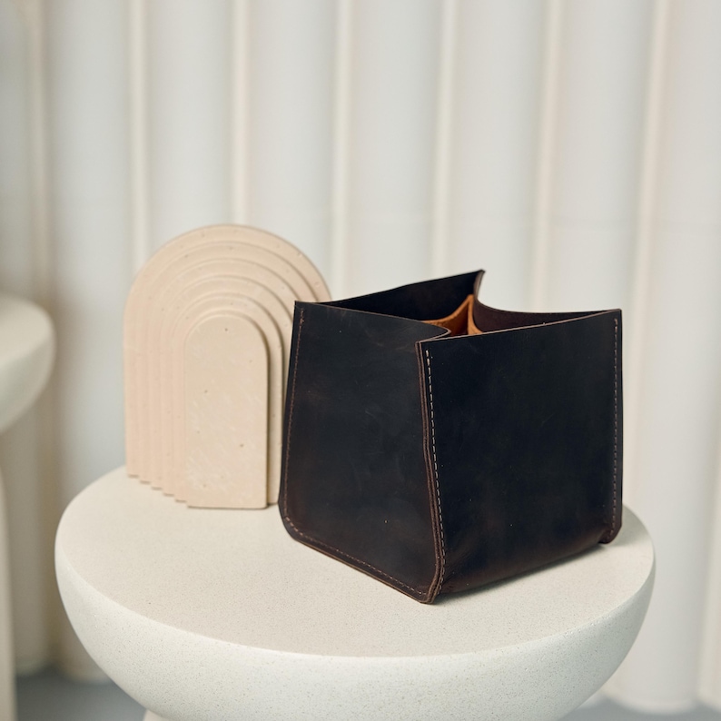 Custom Leather Storage Box, Leather Storage Bins, Leather Desk ...