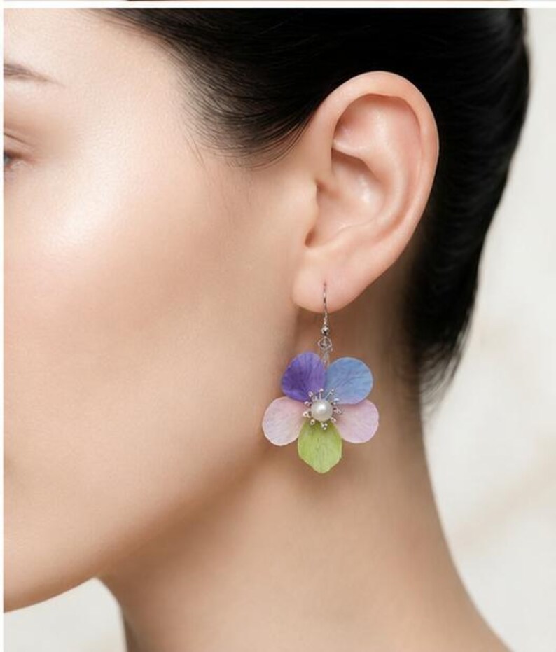 Floral Romance Silk Flower Earrings, Handmade Pearl Dangle Earrings ...