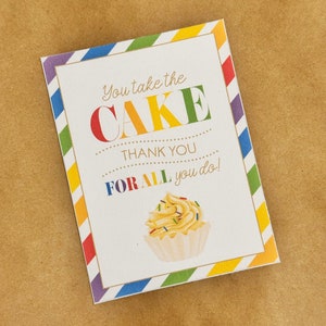 Cake Gift Tag | You Take the Cake | Cupcake Appreciation Tag | Rainbow ...