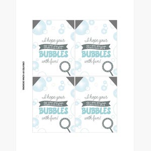 Bubbles Gift Tag | Tag for Bubble Wand | End of Year Gift Tag | Summer ...