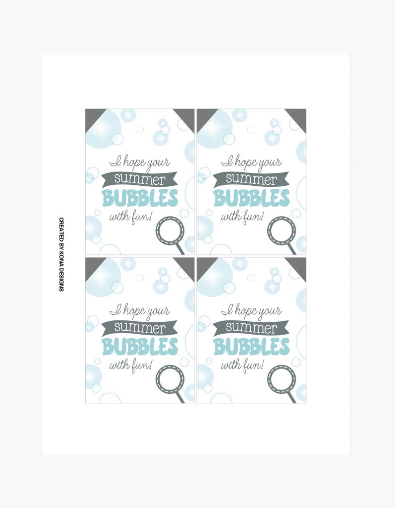 Bubbles Gift Tag | Tag for Bubble Wand | End of Year Gift Tag | Summer ...