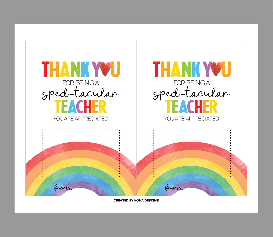 Printable Special Education Teacher Appreciation Gift Card 5x7 | End of ...