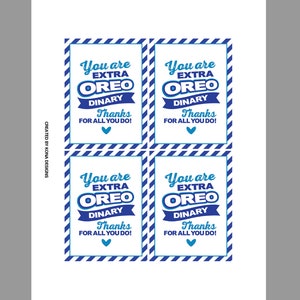 You Are Extraoreodinary Sandwich Cookie Tag 3x4 Cookie Appreciation Tag ...