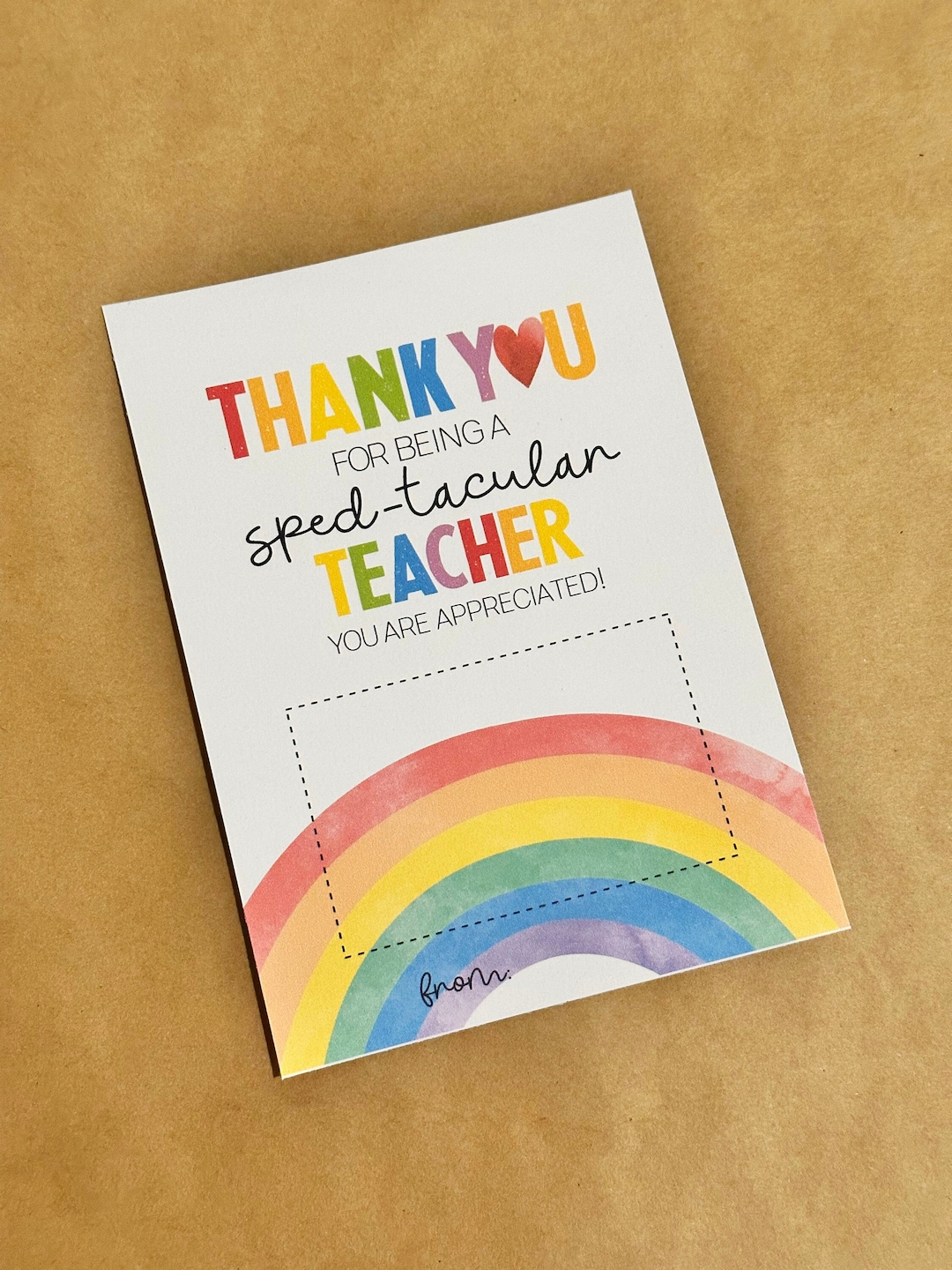 Printable Special Education Teacher Appreciation Gift Card 5x7 | End of ...