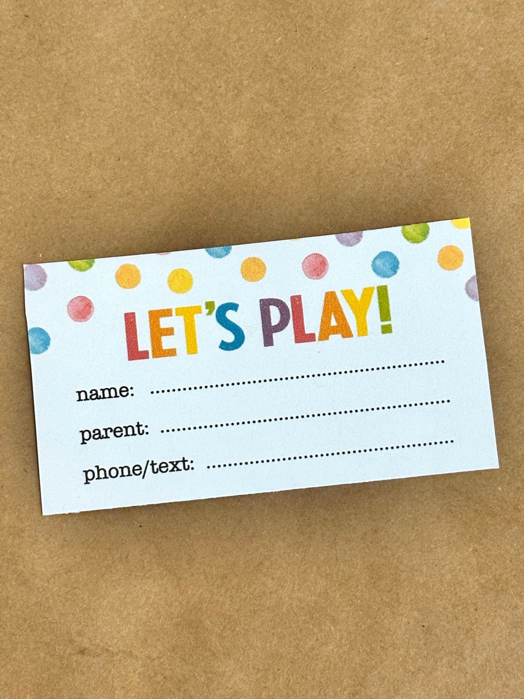 PRINTABLE Playdate Cards With Friends, Lets Play School Contact Card ...