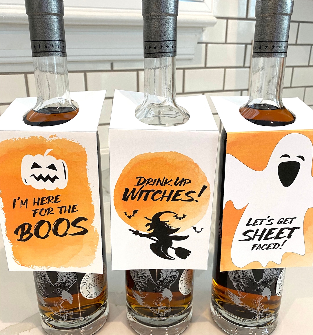 Halloween Alcohol Gift Tag - Drink up Witches - Here for the Boos - Let ...