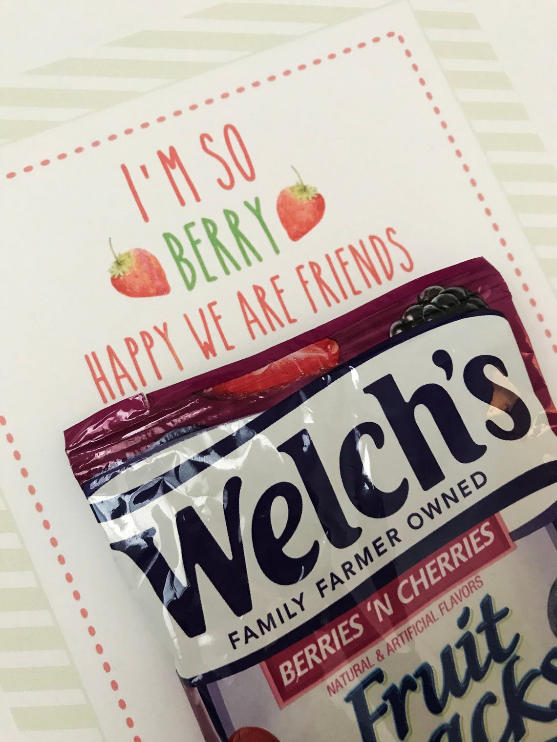 Valentines Printable I'm so Berry Happy We Are Friends | Etsy