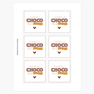 Chocolate Gift Tag | Teacher or Co-worker Gift Tag | Thanks a Choco-lot ...
