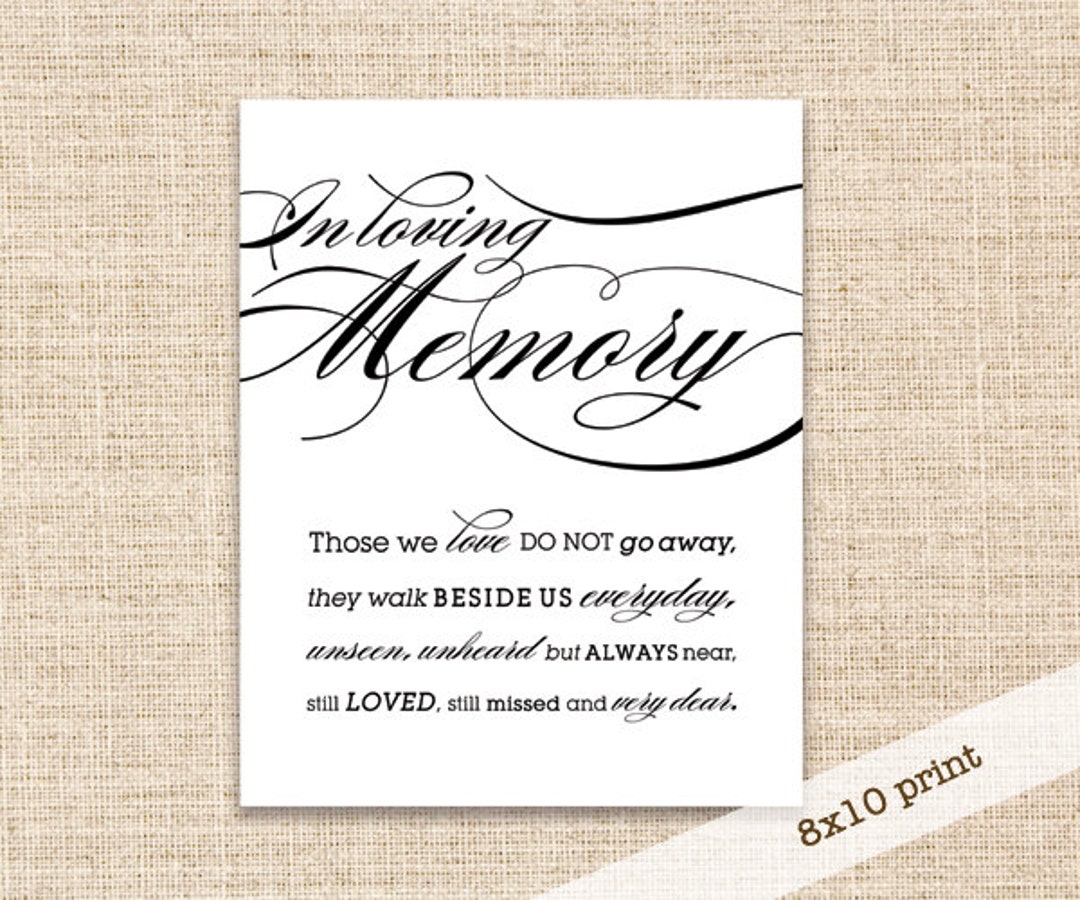 In Loving Memory Sign - Printable DIY 8x10 Sign - Wedding Reception in ...