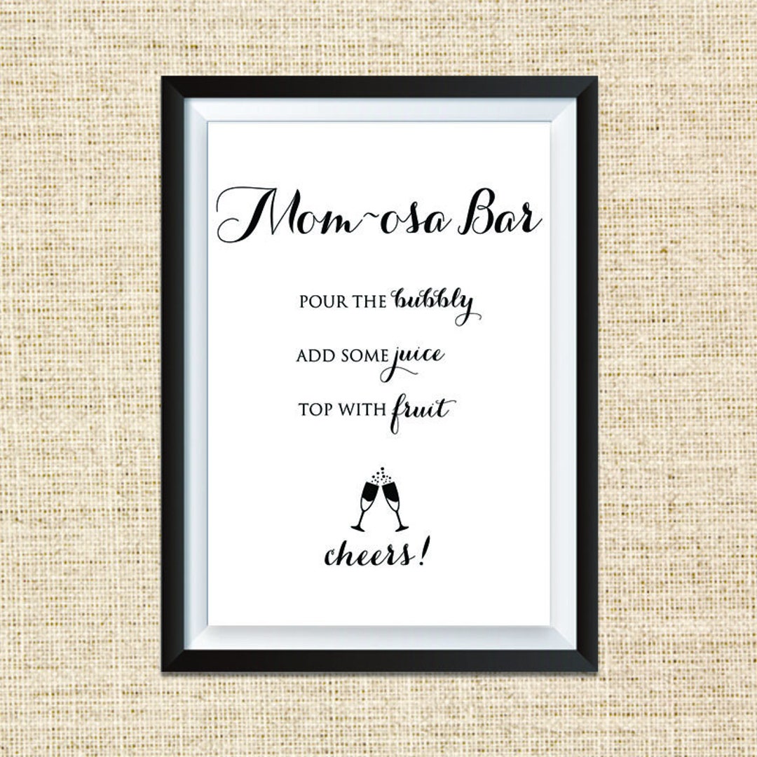 Mom-mosa Bar Sign - Mimosa Bar Sign for Baby Shower or Mother's Day ...