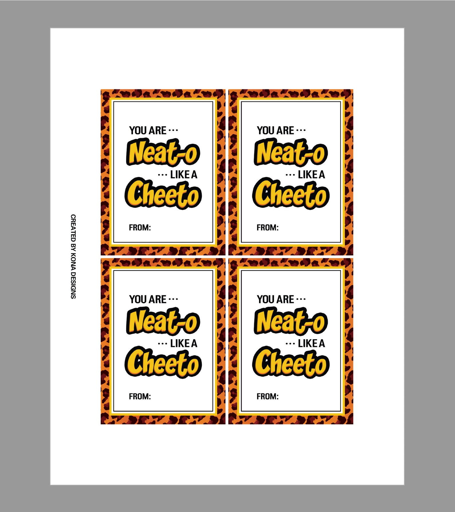 Cheesy Gift Tag | You Are Neat-o Like a Cheeto Gift Tag | Potato Chip ...