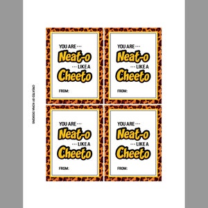 Cheesy Gift Tag | You Are Neat-o Like a Cheeto Gift Tag | Potato Chip ...
