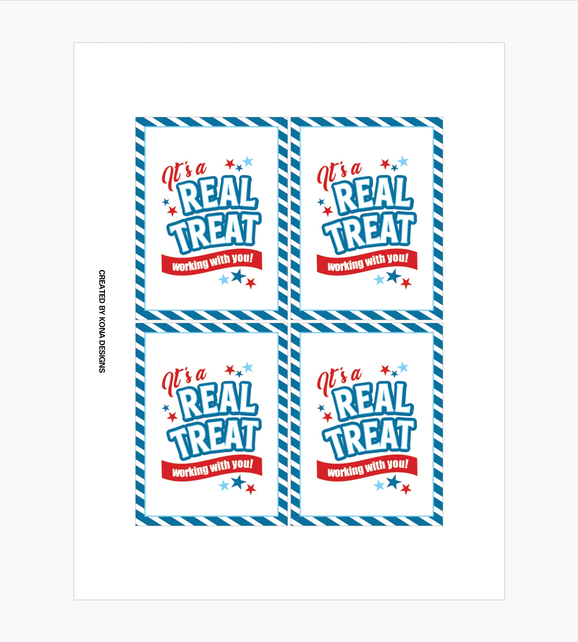 It's a Real Treat Working With You - Employee Treat Tag - 3x4 Coworker ...