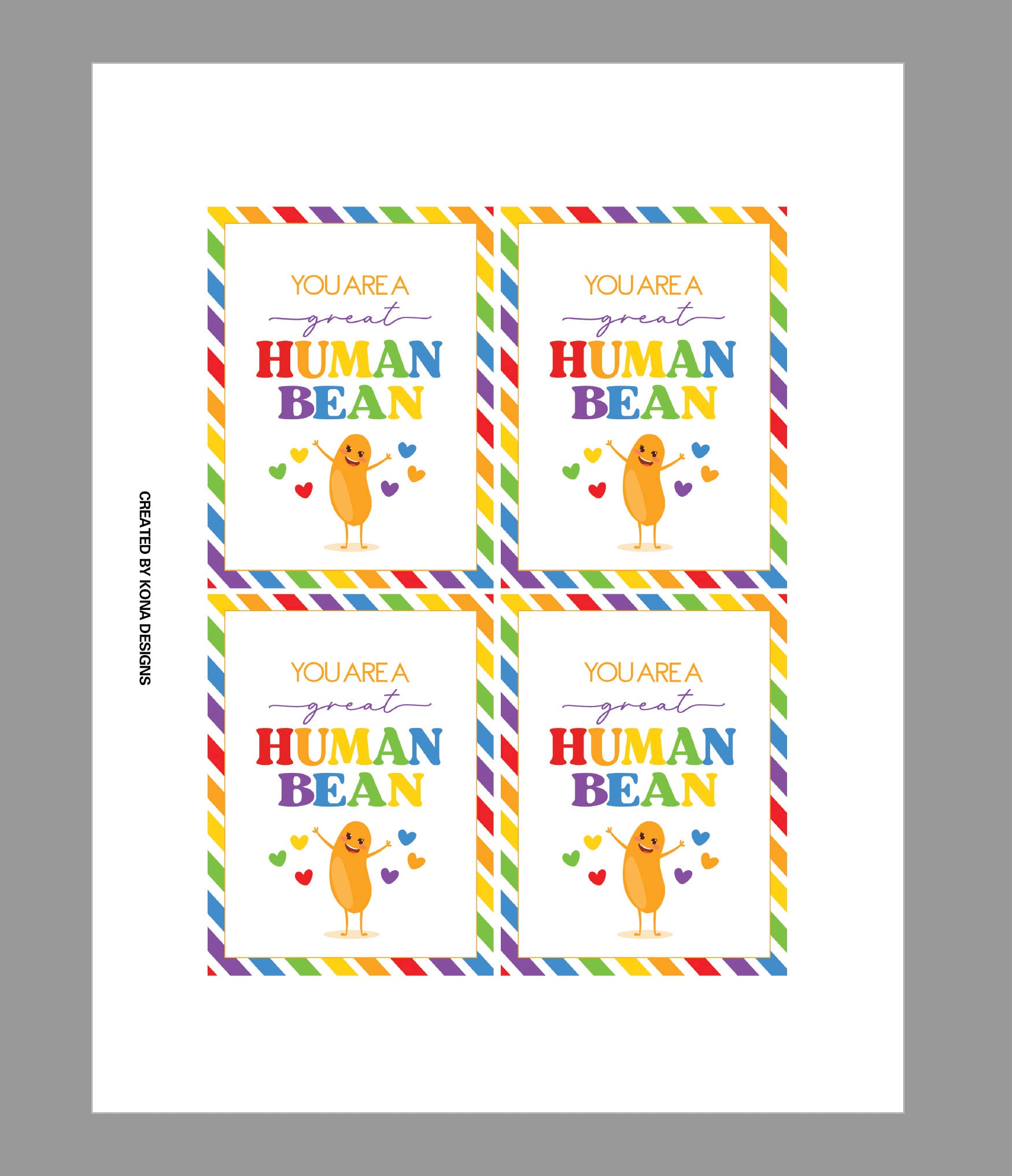 Jelly Bean Gift Tag 3x4 | Jelly Belly Gift Tag | You Are a Great Human ...