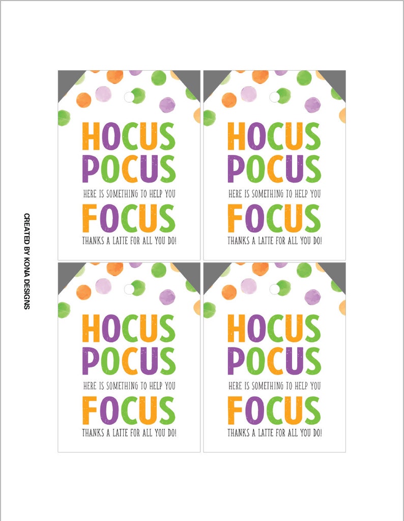 Hocus Pocus Coffee Gift Tag Printable Halloween Gift Tag - Etsy