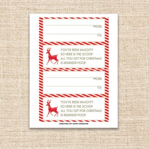 Printable Reindeer Poop Bag Label Stocking Stuffers Christmas Treat Bag ...