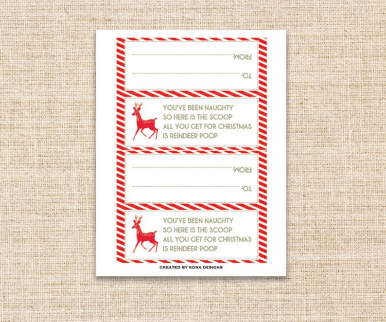 Printable Reindeer Poop Bag Label Stocking Stuffers - Etsy