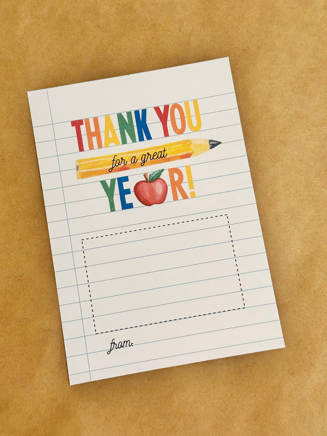 Printable Teacher Appreciation Gift Card 5x7 | Thank You for a Great ...