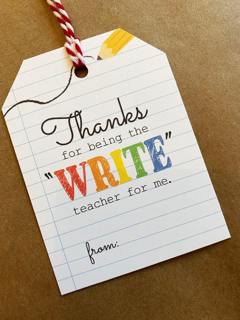 Thanks for Being the WRITE Teacher for Me Printable Gift - Etsy