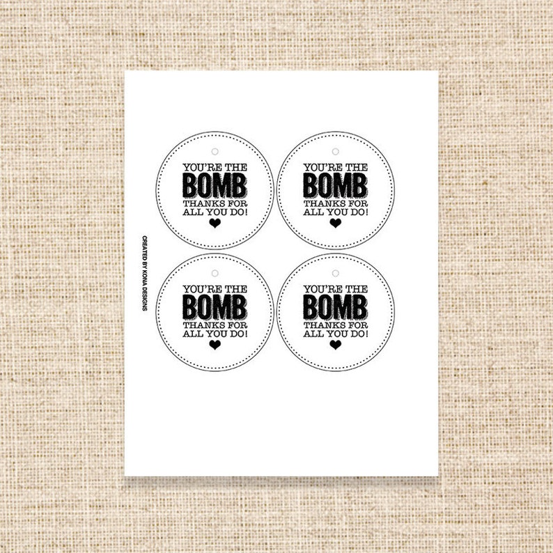Printable Bomb Gift Tag for Bath Bombs Coco Bombs | Etsy