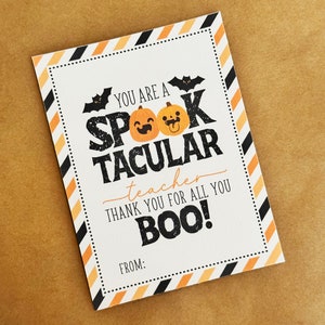 Halloween Gift Tag | You Are a Spooktacular Teacher | Printable ...