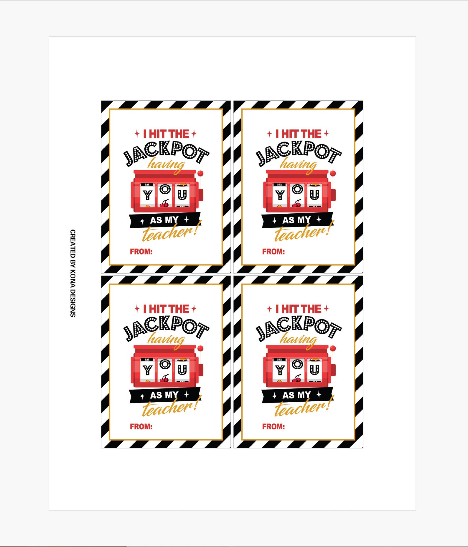 Jackpot Teacher Lotto Tag | 3x4 Lottery Gift Tag | I Hit the Jackpot ...