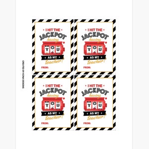 Jackpot Teacher Lotto Tag | 3x4 Lottery Gift Tag | I Hit the Jackpot ...