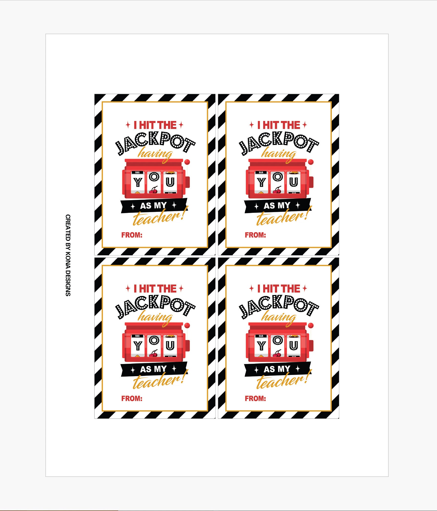 Jackpot Teacher Lotto Tag | 3x4 Lottery Gift Tag | I Hit the Jackpot ...