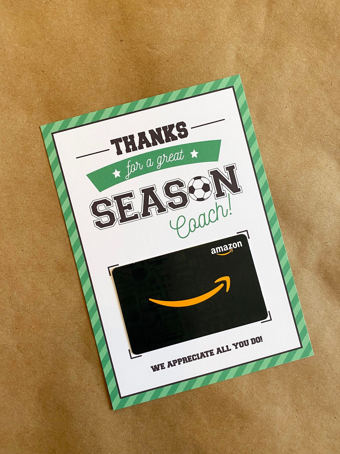 Soccer Coach Gift Card | 5x7 Printable Gift Card for Coach | Thank You ...