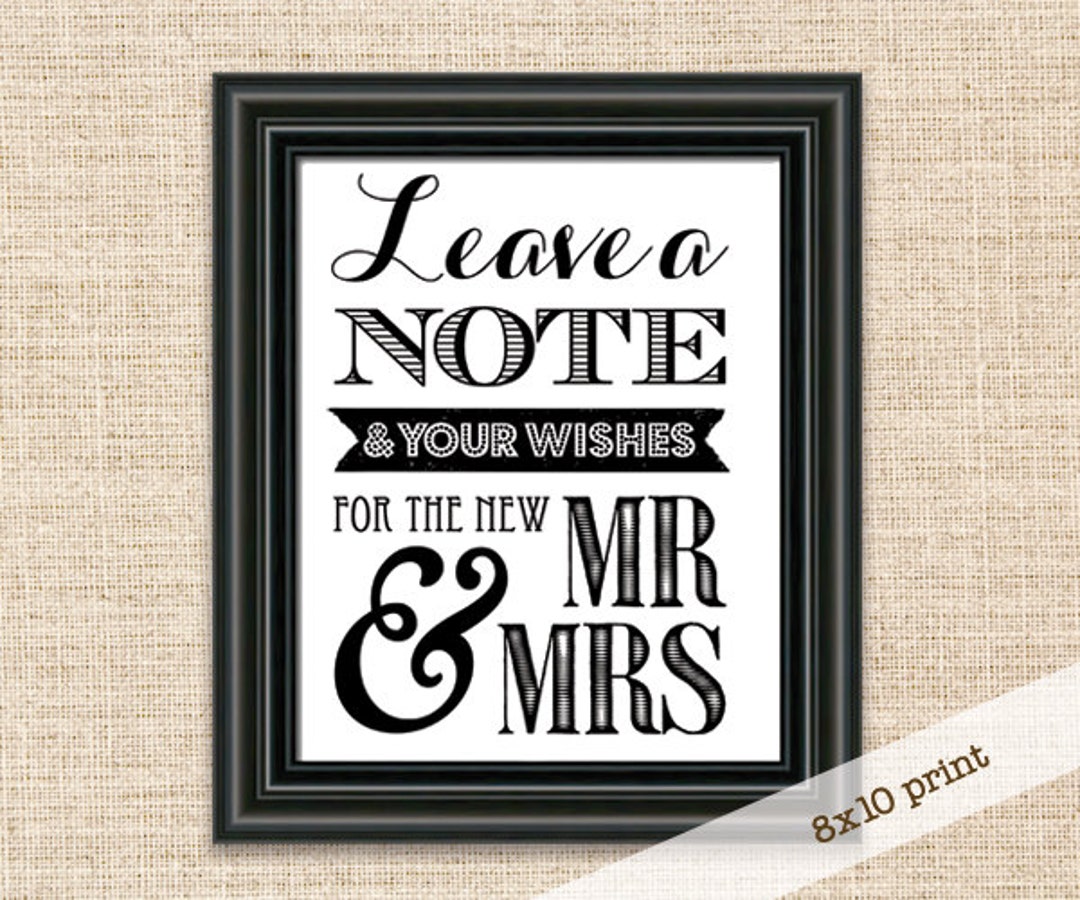 Leave a Note & Your Wishes for the New Mr and Mrs - Printable 8x10 ...