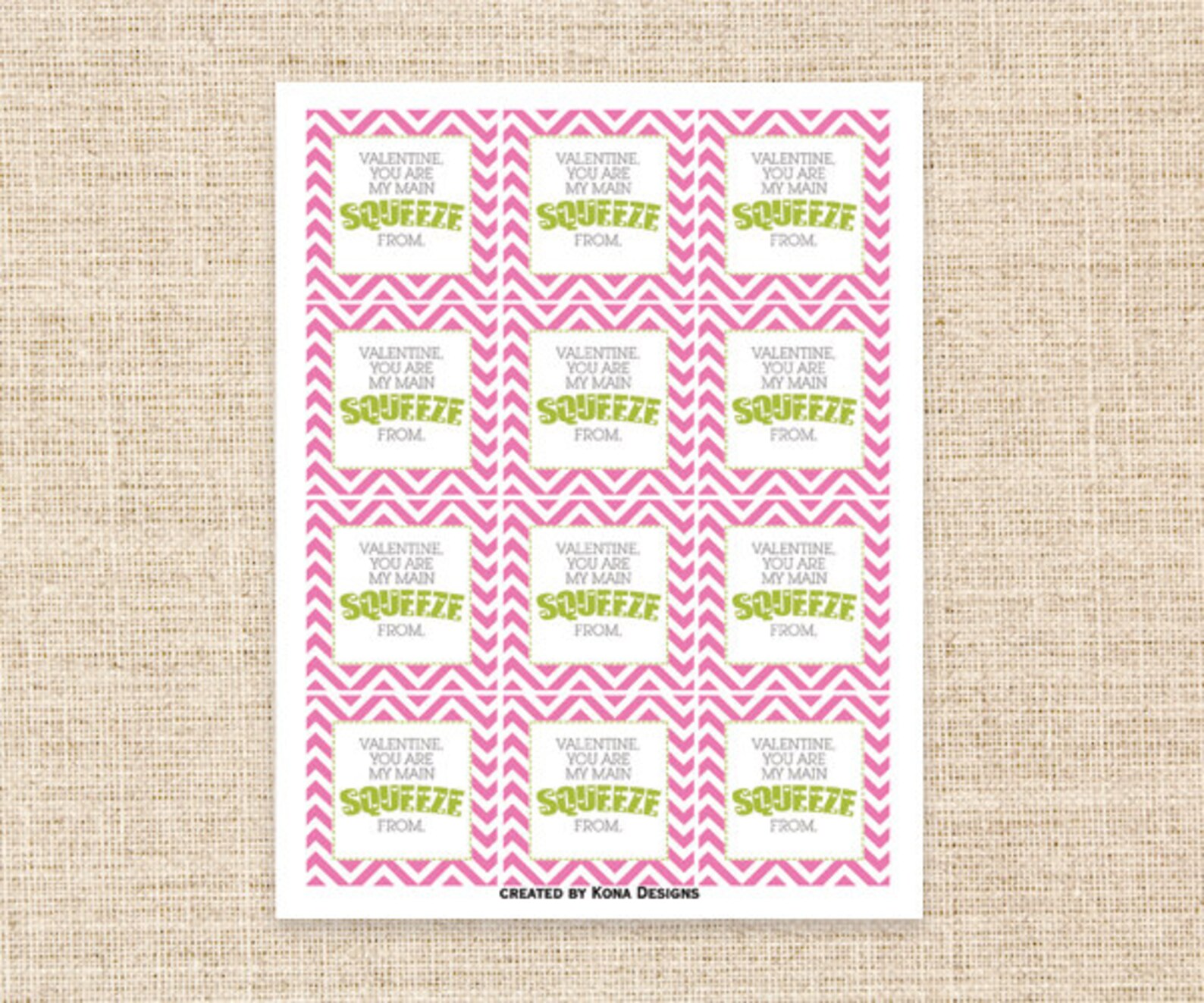 Printable Valentine's Go Go Squeeze Tag - Valentine, You Are My Main ...