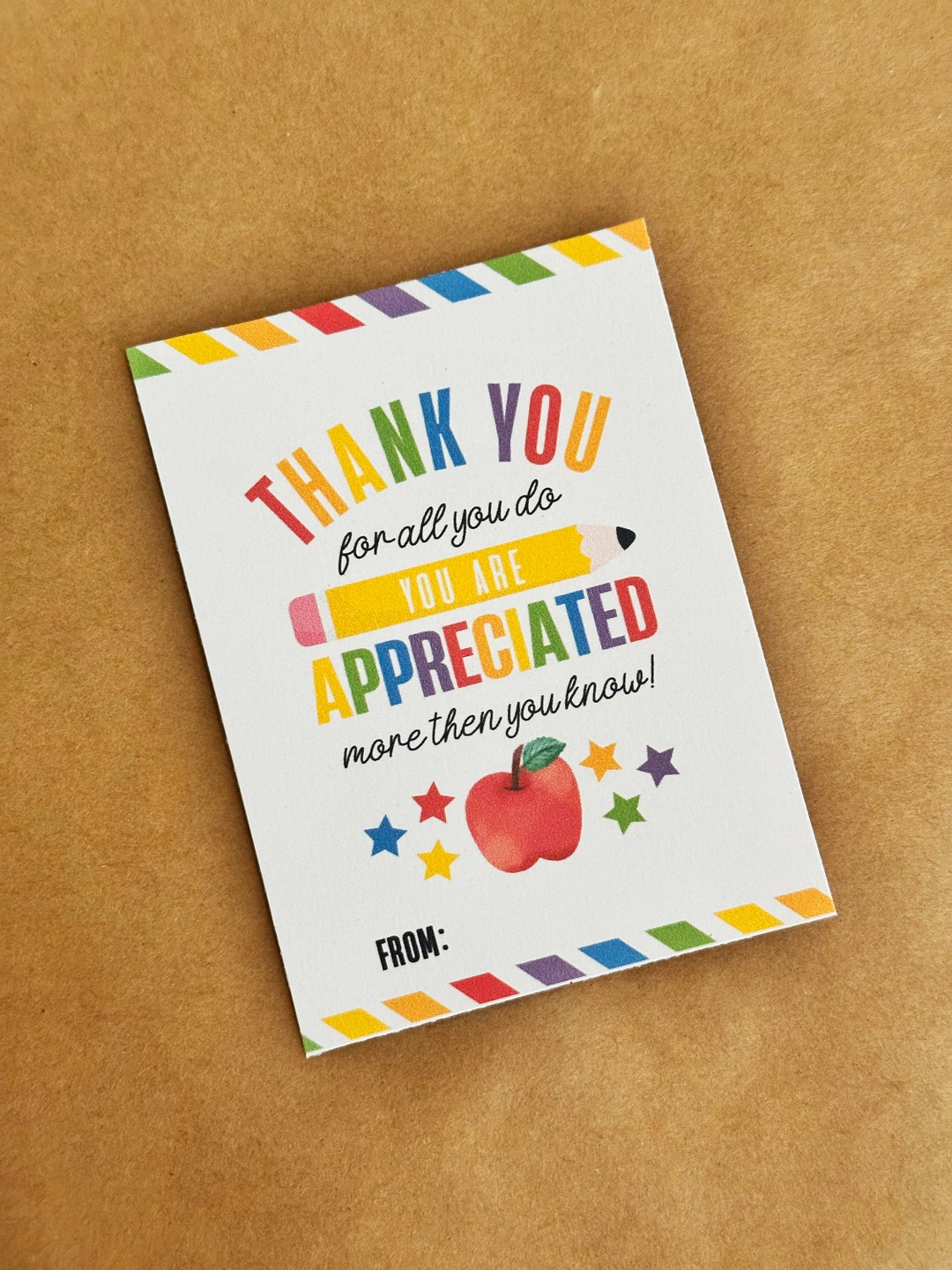 Teacher Appreciation Tag | Rainbow Teacher Tag | Thank You for All You ...