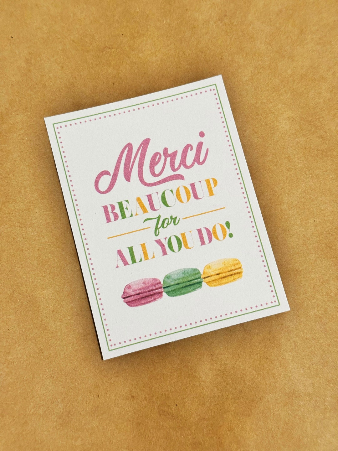 Macaroon Gift Tag | Merci Beaucoup for All You Do | Printable Macaroon ...