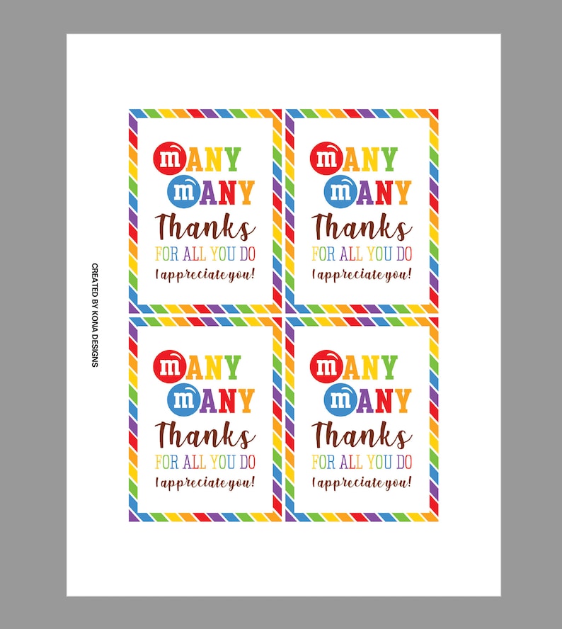 Many Many Thanks Printable Tag | Candy Gift Tag | Thanks for All You Do ...