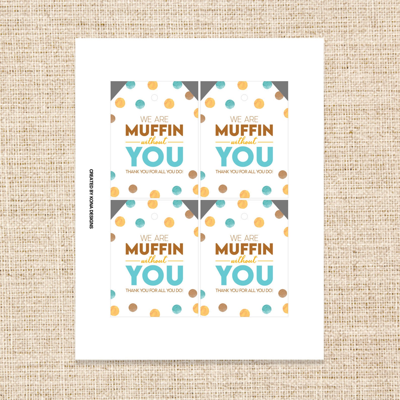 Muffin Printable Gift Tag We Are Muffin Without You Cute - Etsy